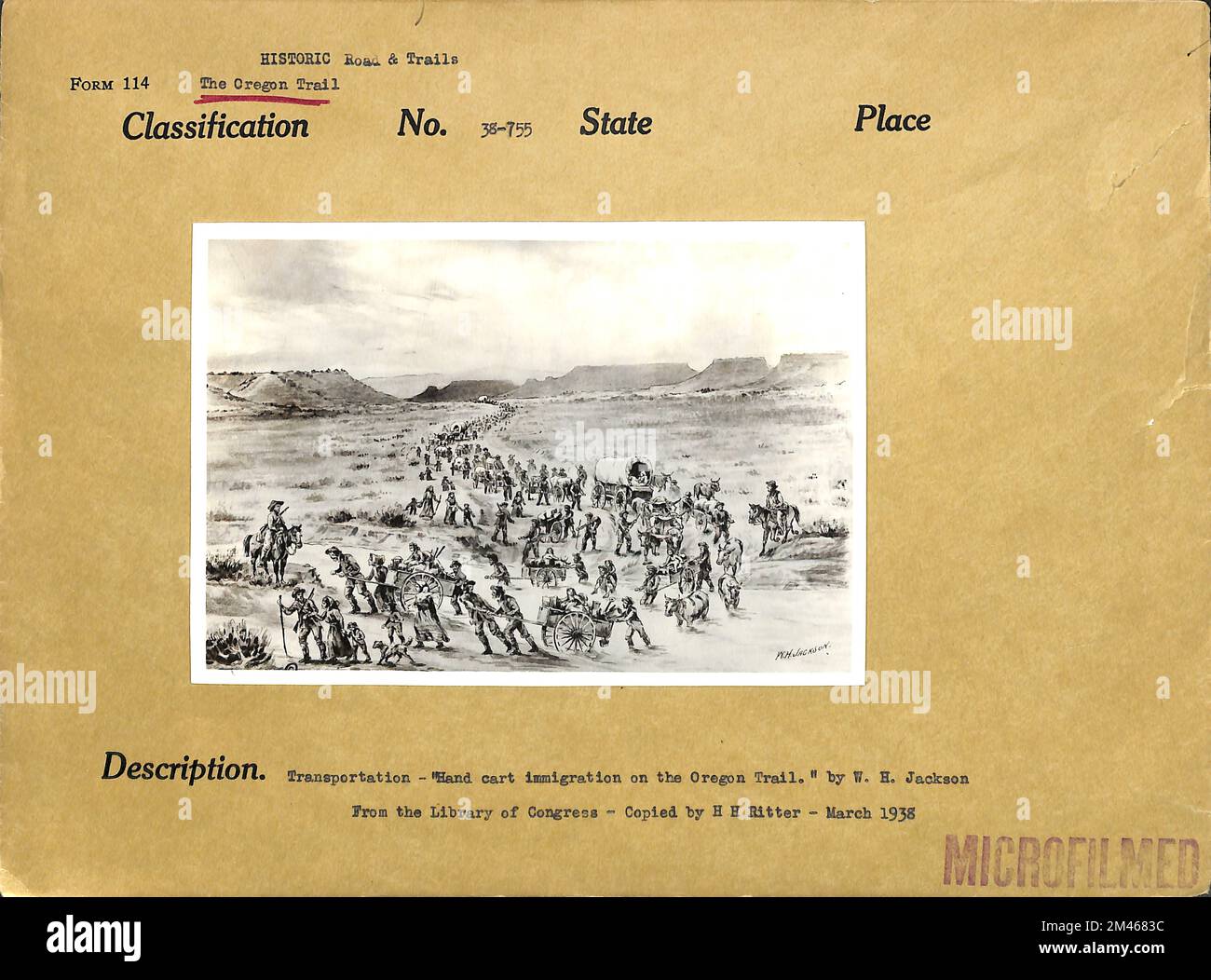 Hand Cart Immigration on the Oregon Trail. Original caption ...