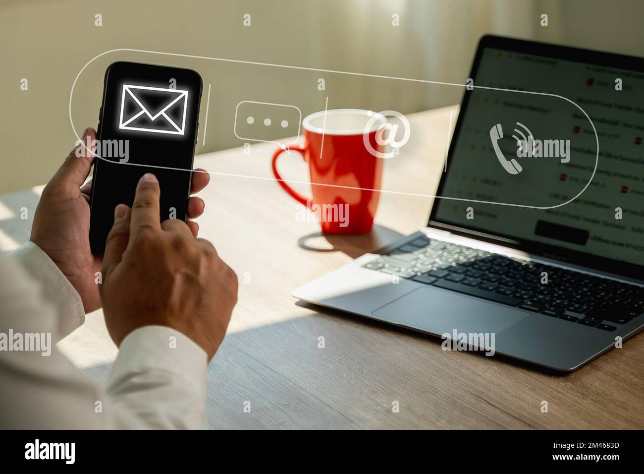 Mail Communication Connection message to mailing contacts phone ...
