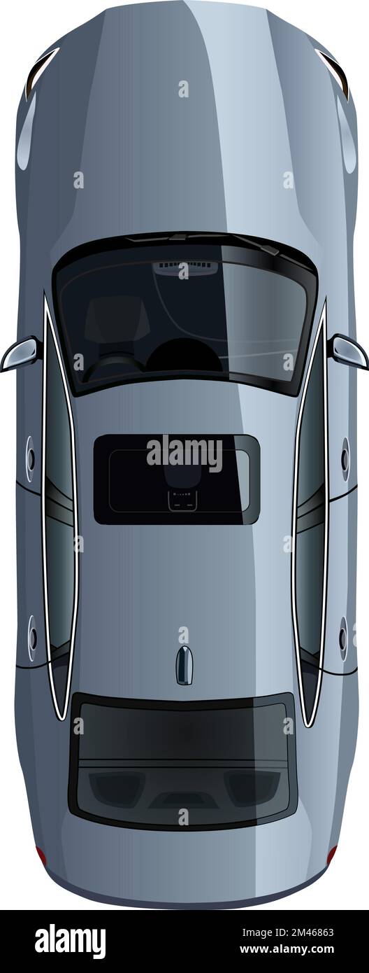 Vector car top view illustration on isolated white background Stock ...