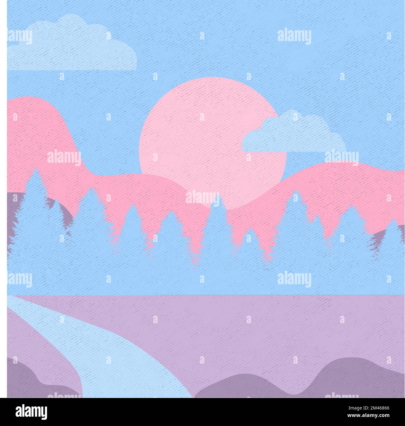 Vector sunset landscape on isolated background Stock Vector Image & Art ...
