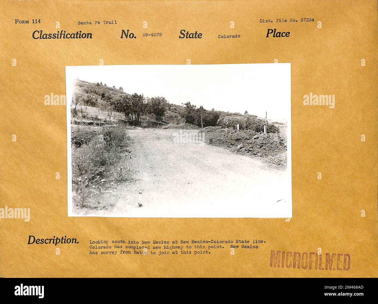 Looking South in New Mexico at New Mexico-Colorado State Line. Original ...