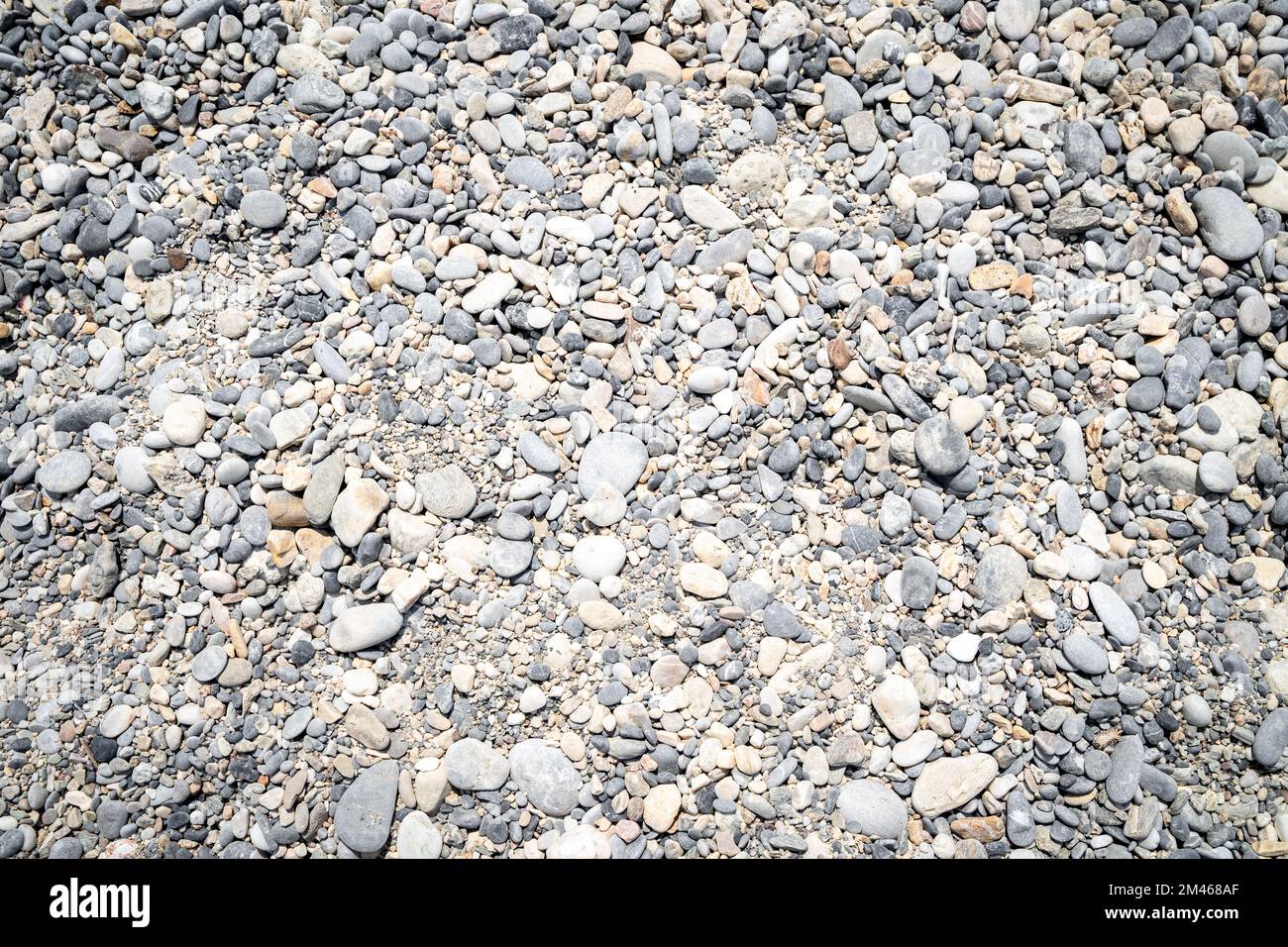 A top view of the pebble beach texture background Stock Photo - Alamy