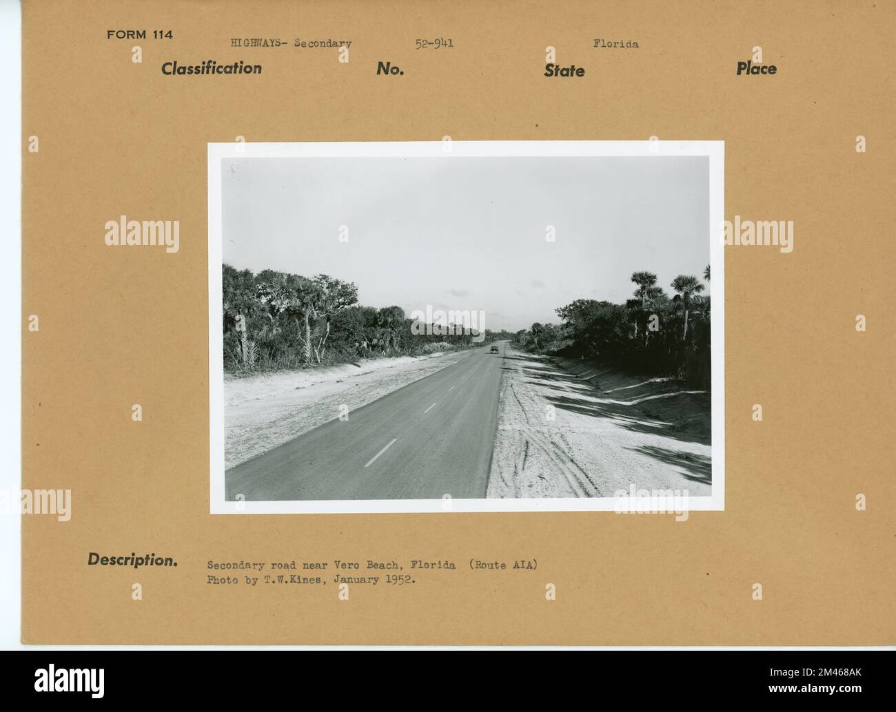 Road in Florida. Original caption: Secondary road near Vero Beach ...