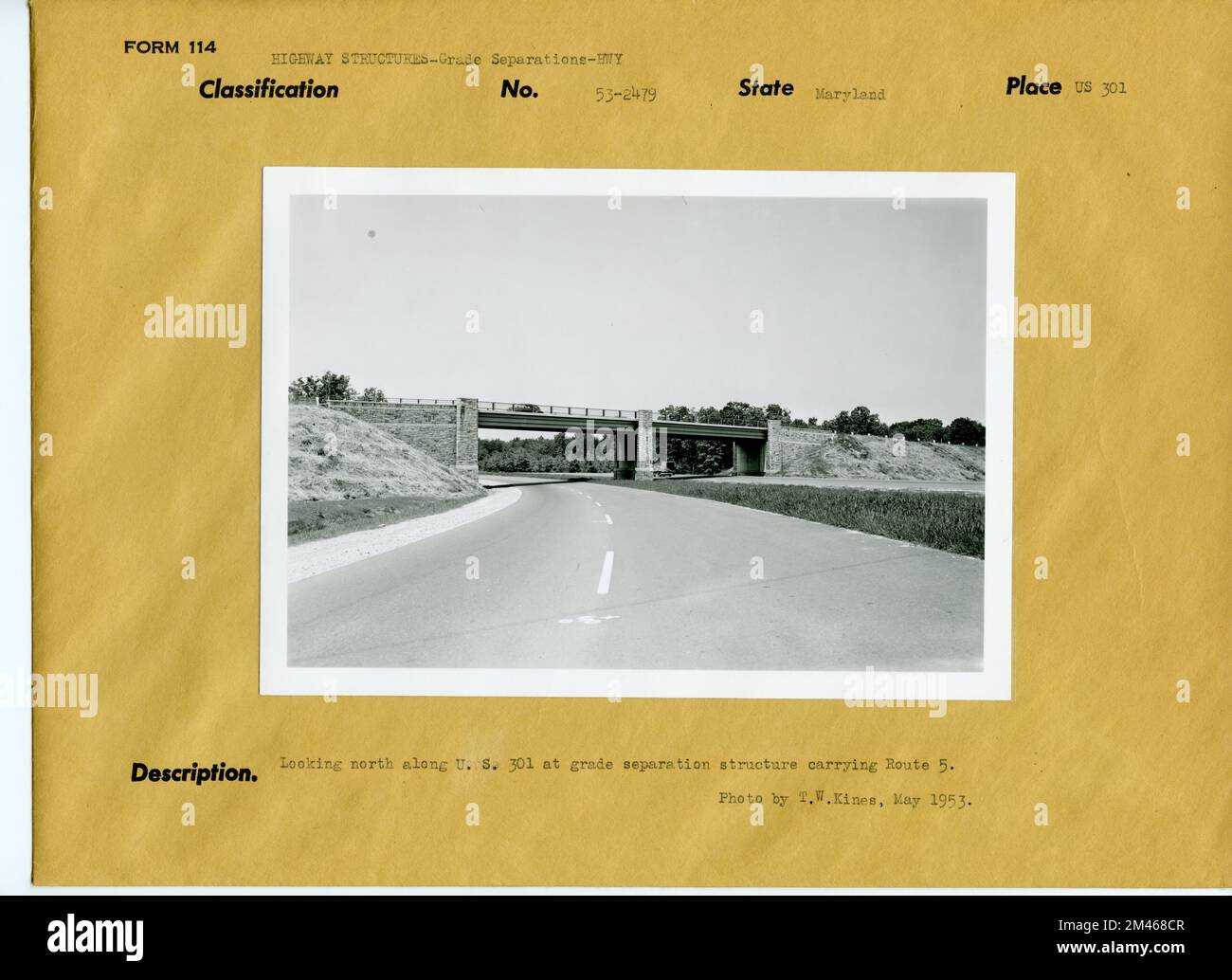 U.S 301. Original caption: Looking north along U.S. 301 at grade ...