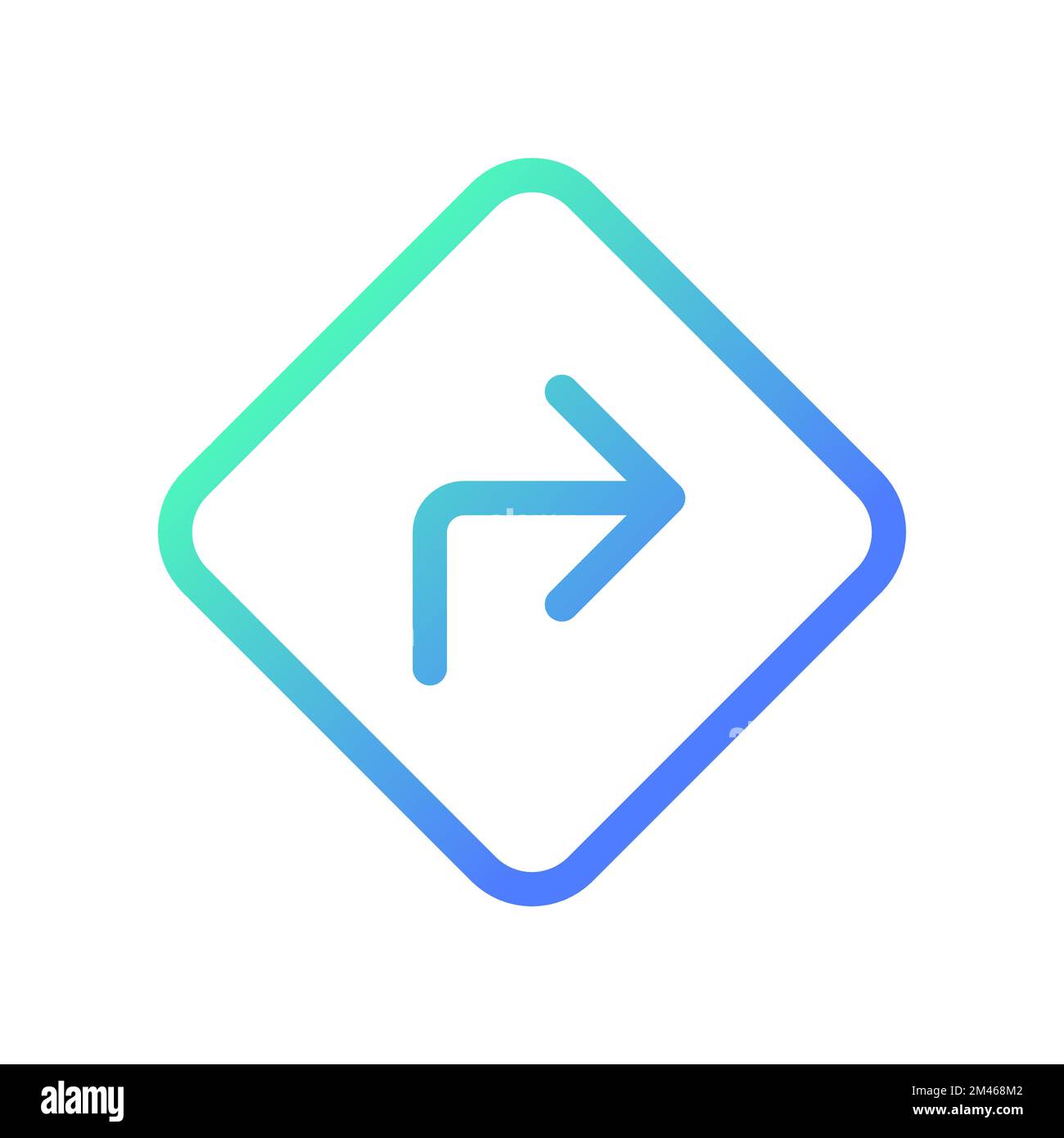 Road sign with turning right direction pixel perfect gradient linear ui icon Stock Vector Image ...