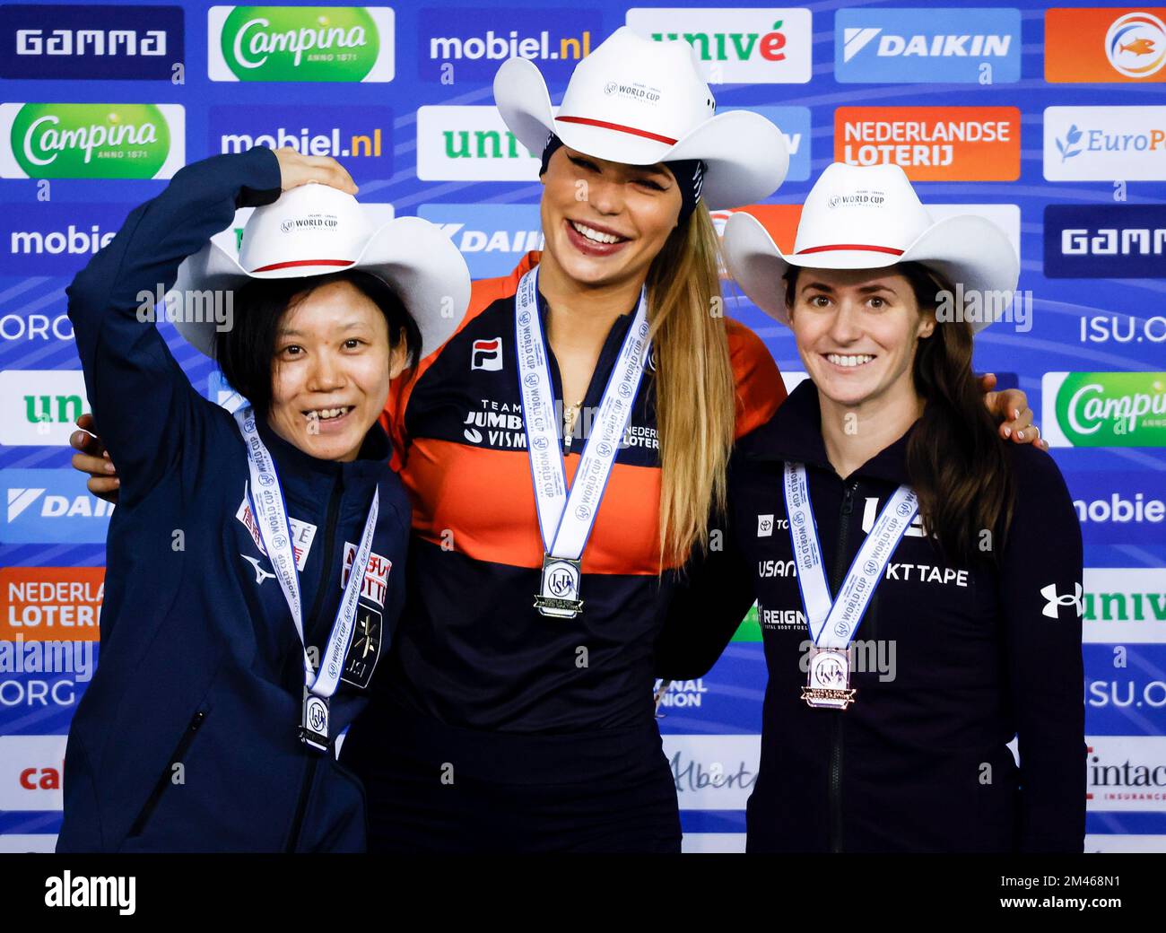 December 18, 2022, Calgary, AB, CANADA: Jutta Leerdam, centre, of the ...
