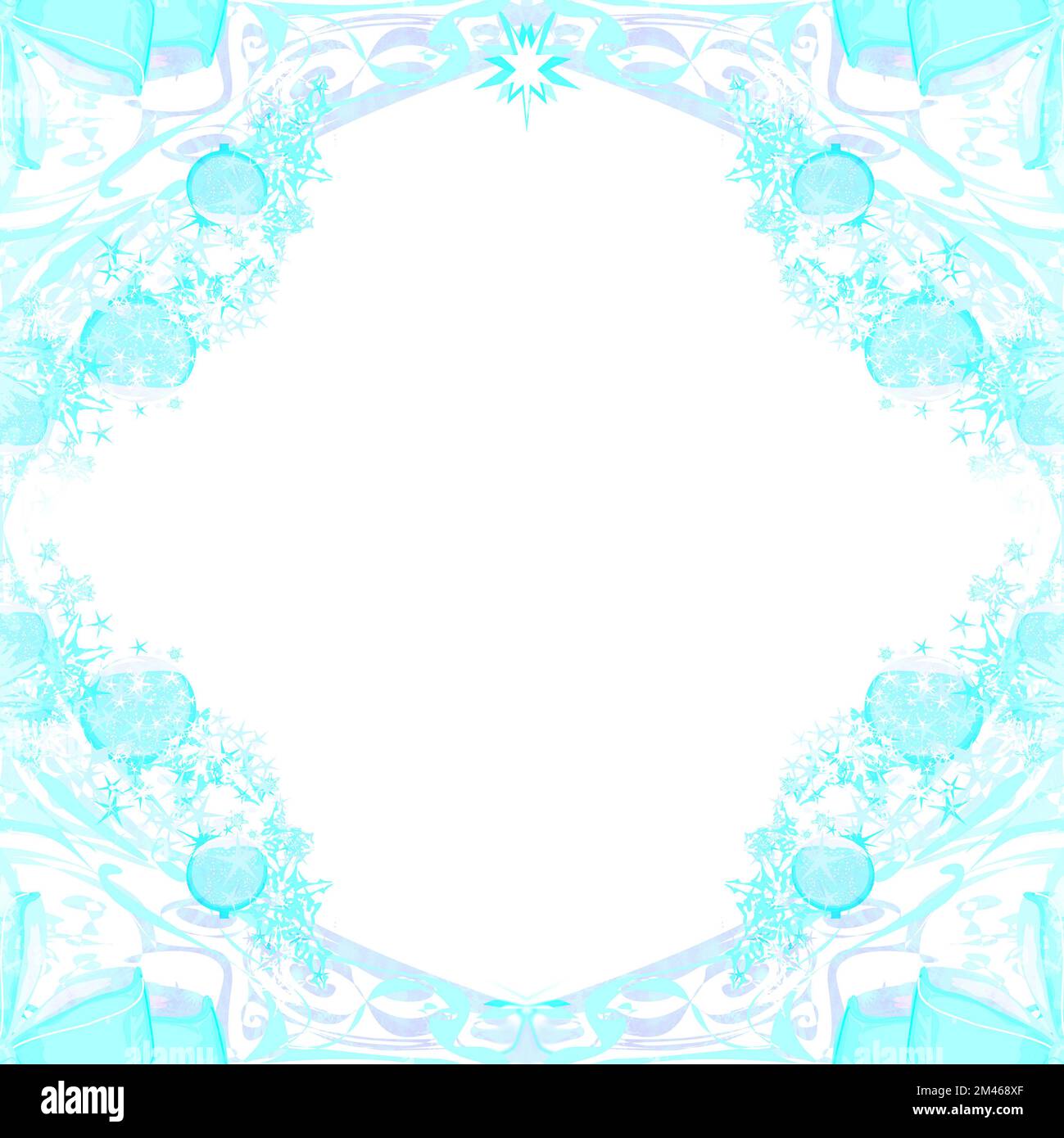 Christmas Framework style card - stars, baubles and beautiful blue ...