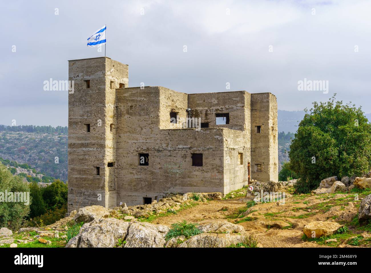 View of the historic British En Tina police station, in the Amud Stream ...
