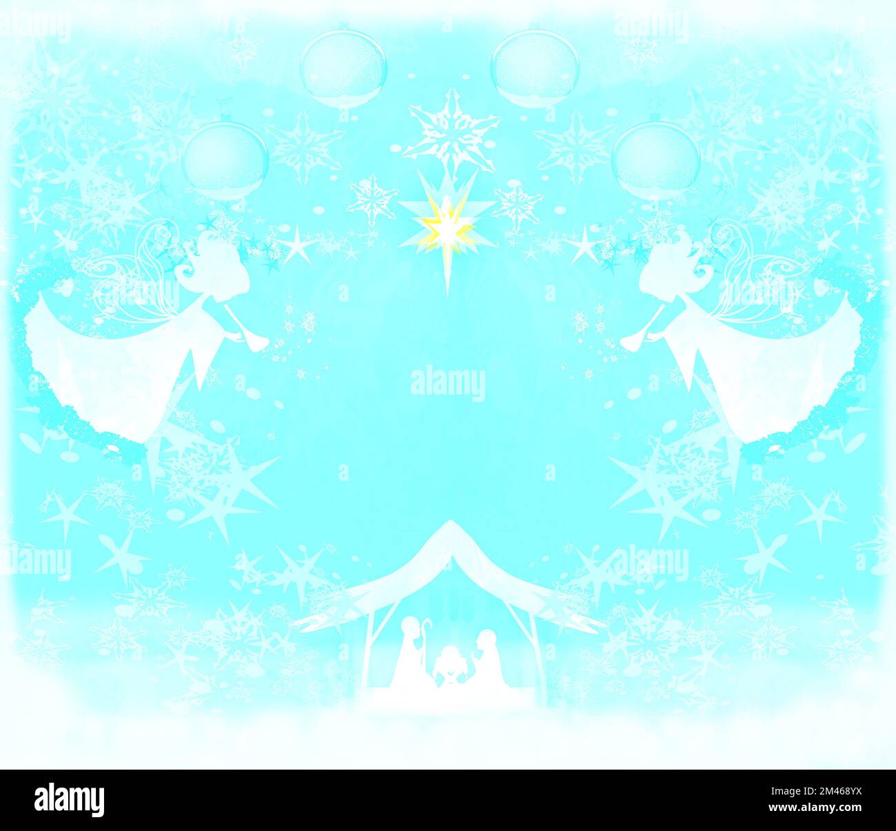 Decorated background with angels and Bethlehem Stock Photo - Alamy