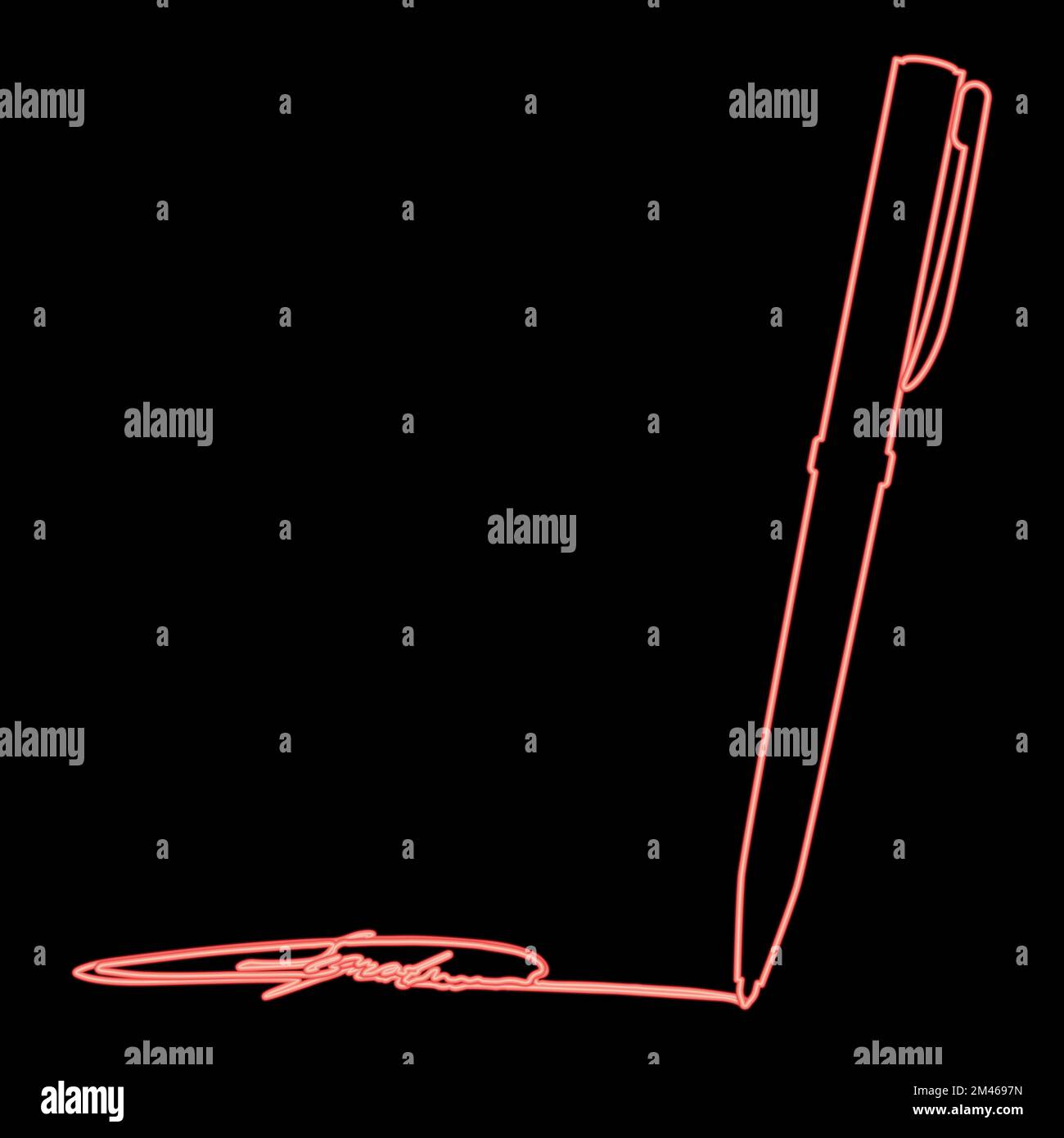 Neon signature using pen Ink writing concept red color vector ...