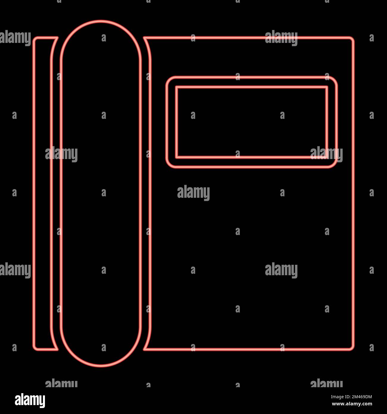 Neon phone fax machine for office using red color vector illustration ...