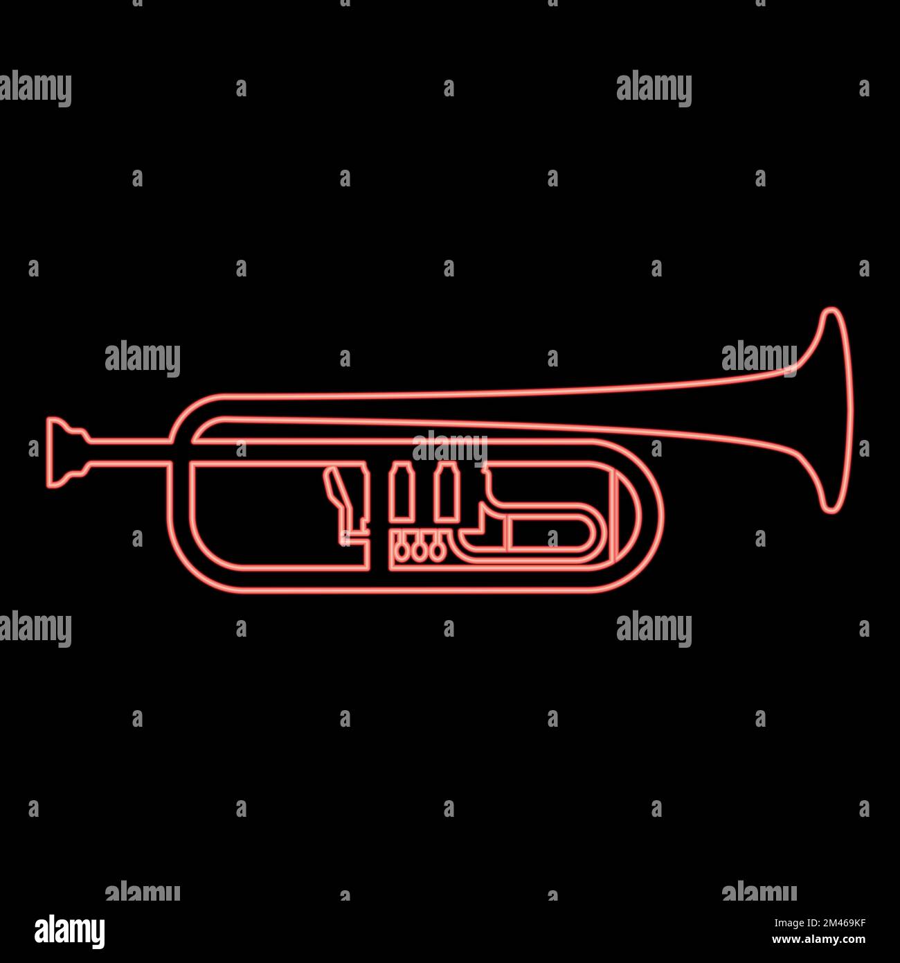 Neon trumpet Clarion music instrument red color vector illustration ...