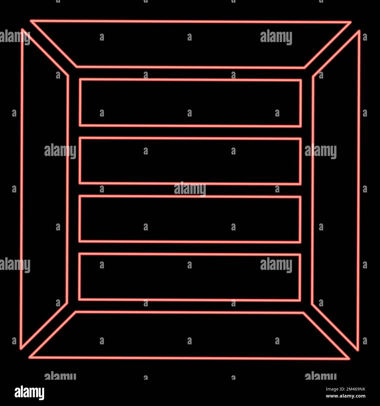 Neon box Wooden crates for cargo transportation red color vector ...