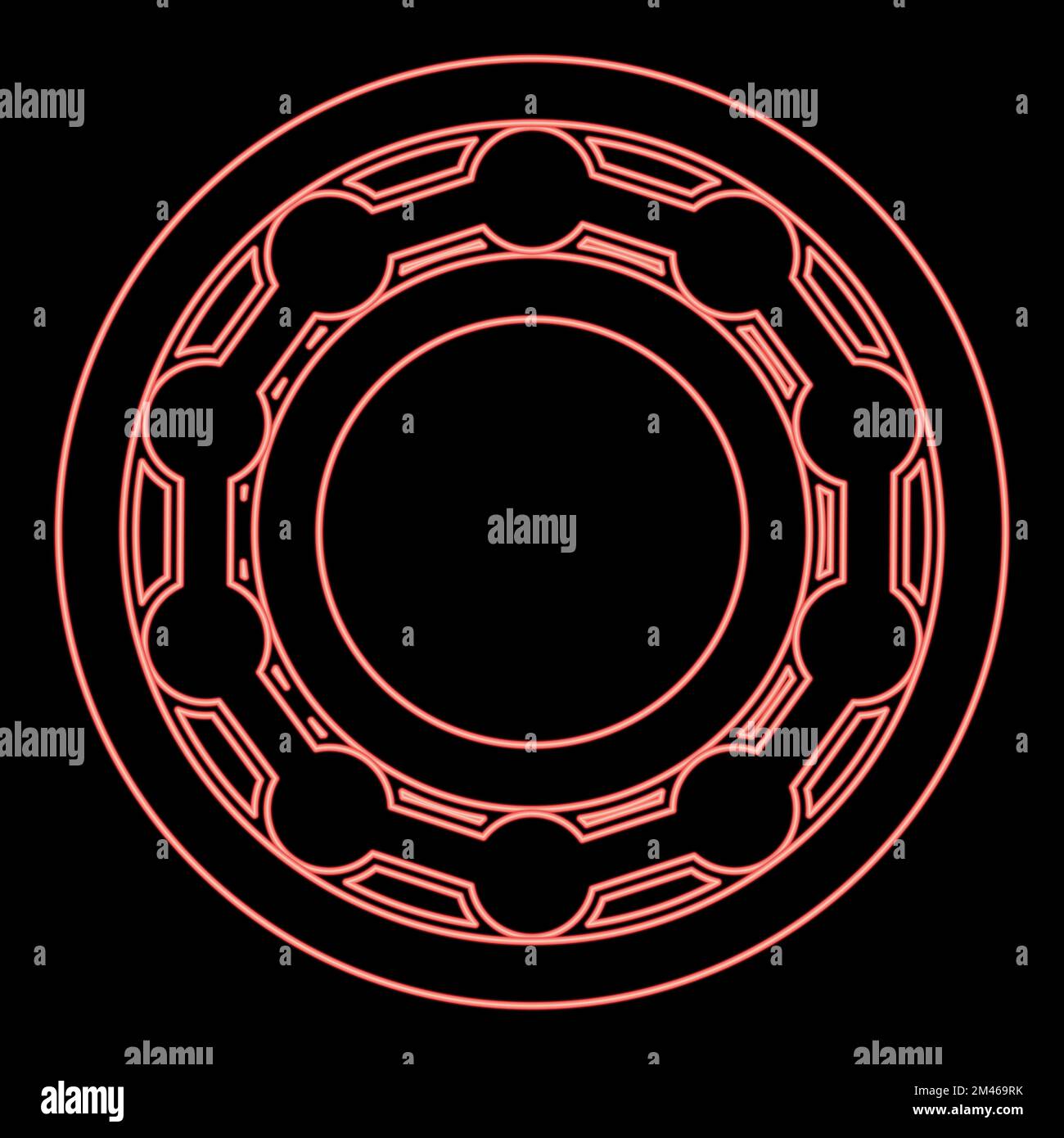 Neon bearing with ball in side view red color vector illustration image ...