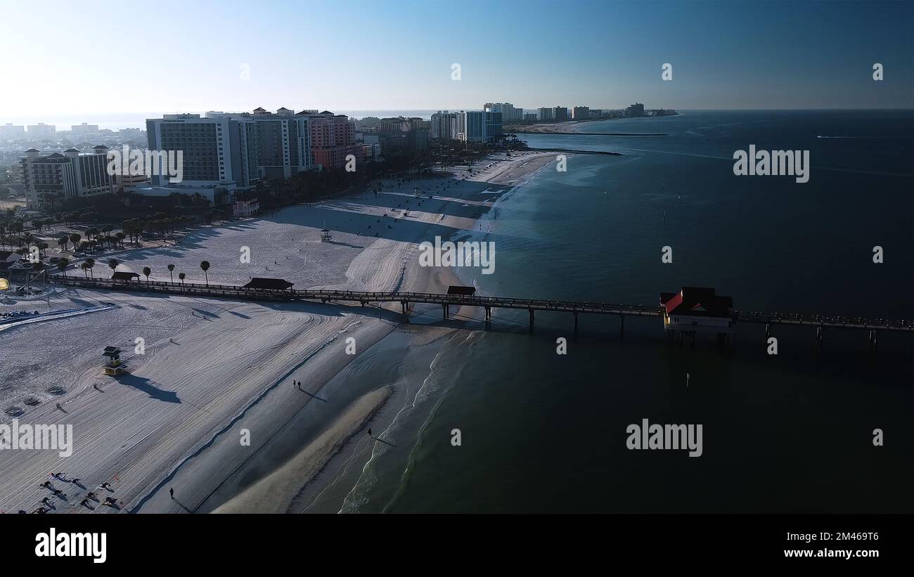An aerial view of Florida beach surrounded by buildings and water Stock ...