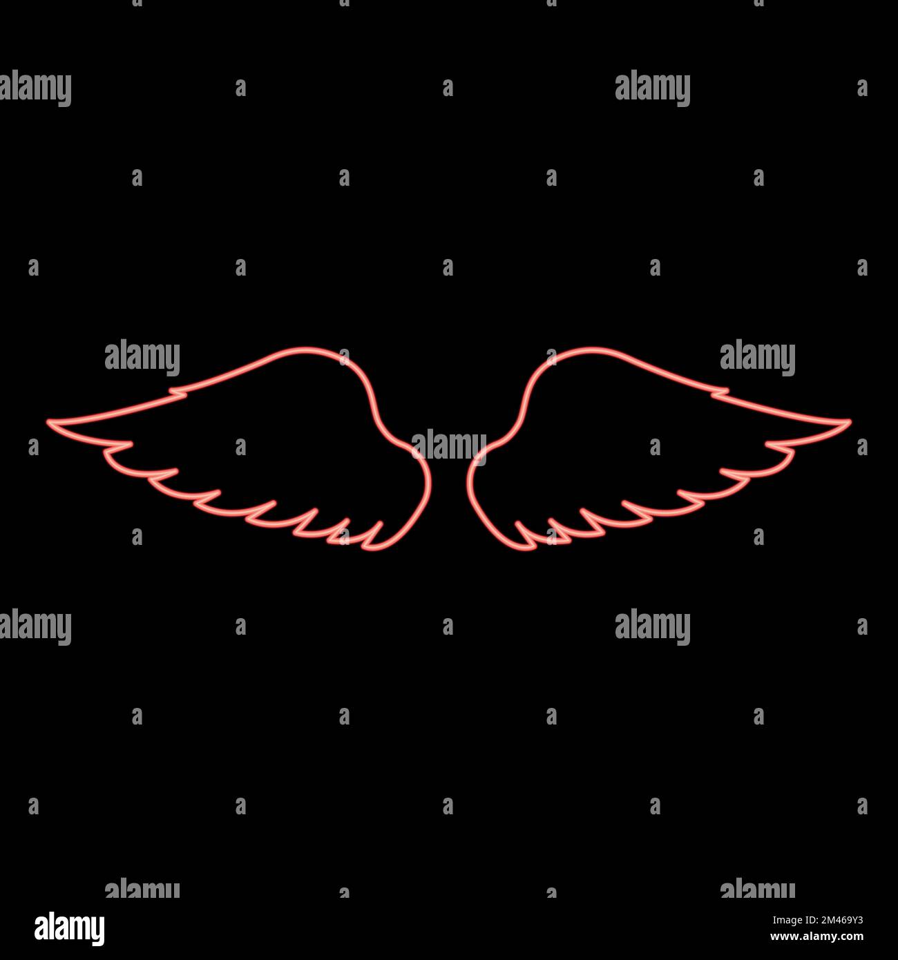 Neon wings of bird devil angel Pair of spread out animal part Fly ...