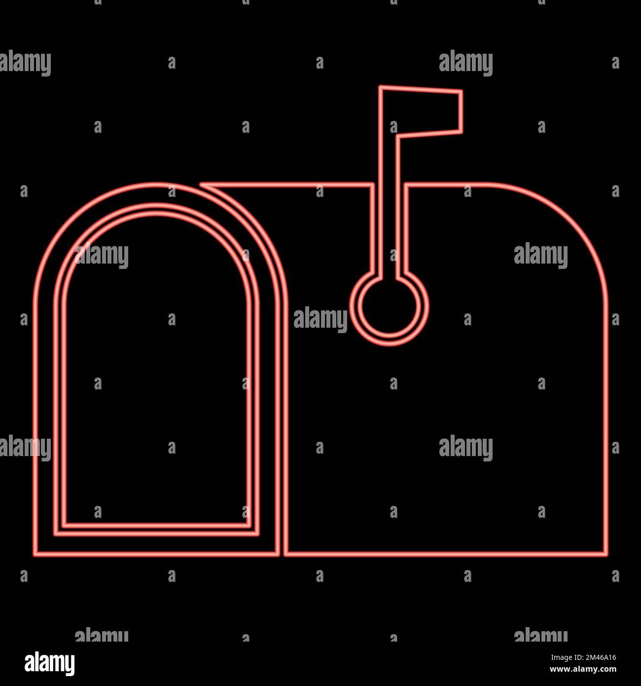 Neon american mail box with flag Pillar-box Postbox red color vector ...