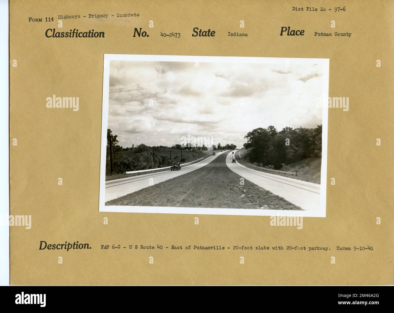 U.S. Route 40, East of Putnamville. Original caption: FAP 6-C - U S ...