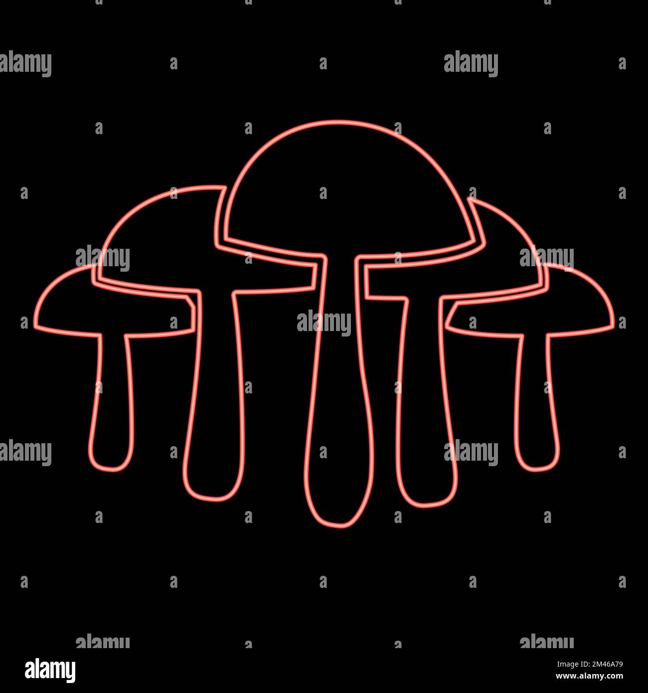 Neon Mushrooms Red Color Vector Illustration Image Flat Style Light Stock Vector Image And Art Alamy