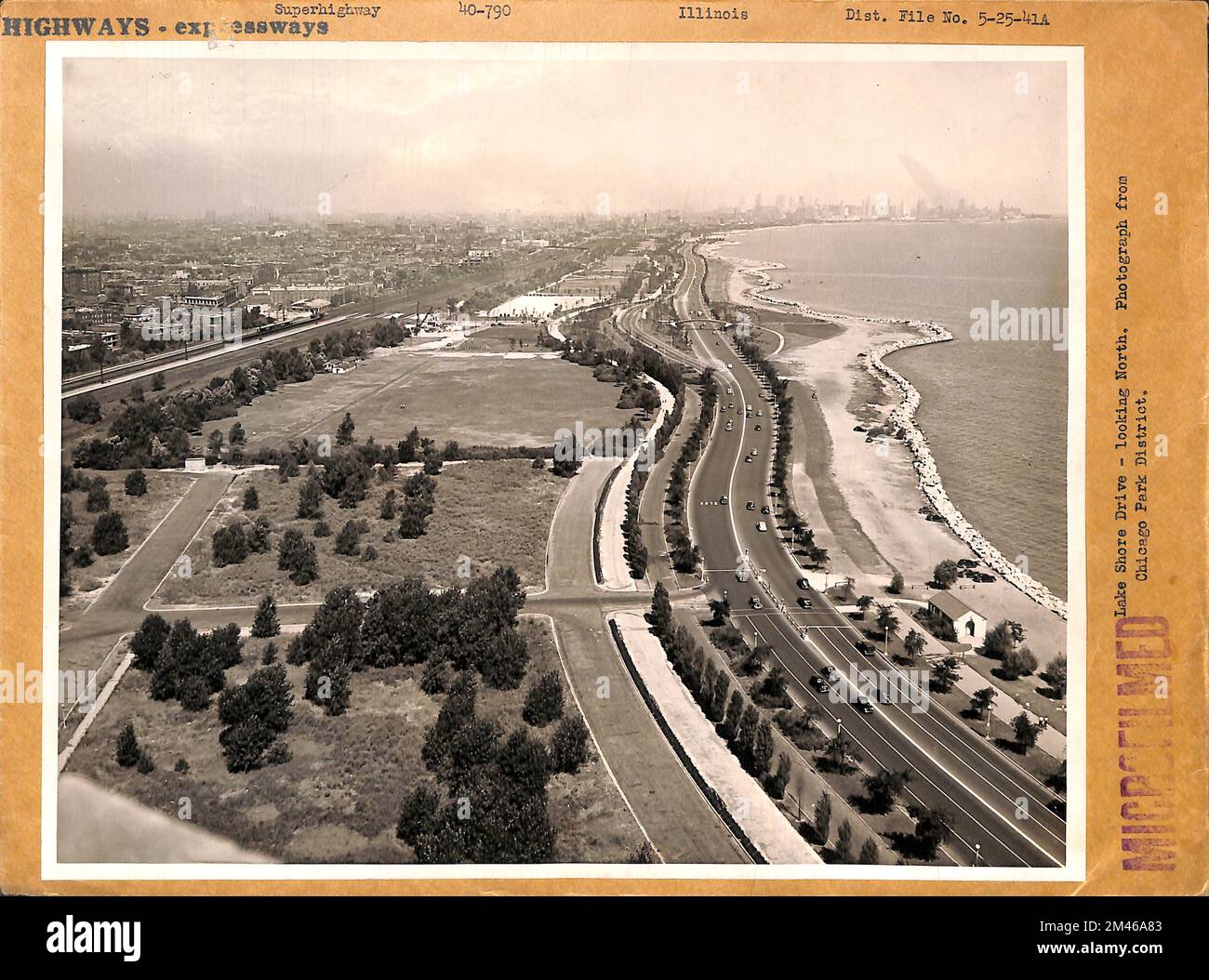 Lake Shore Drive looking north. Original caption: Lake Shore Drive ...