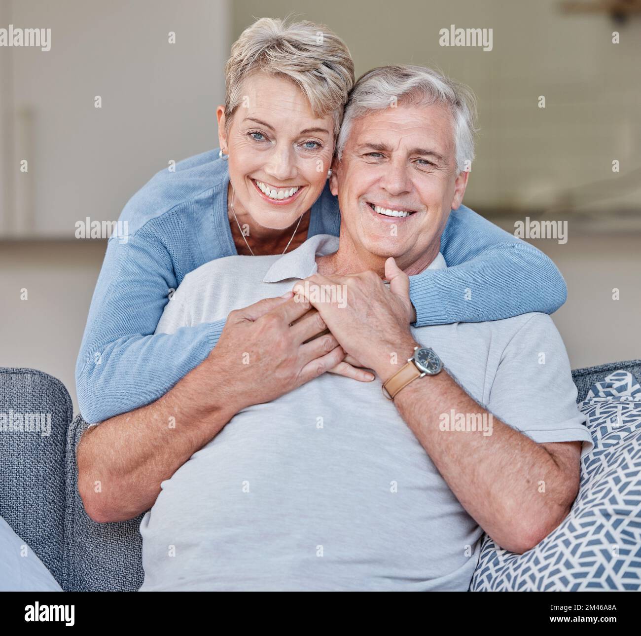 Couple, elderly and love with hug, retirement and holding hands with ...