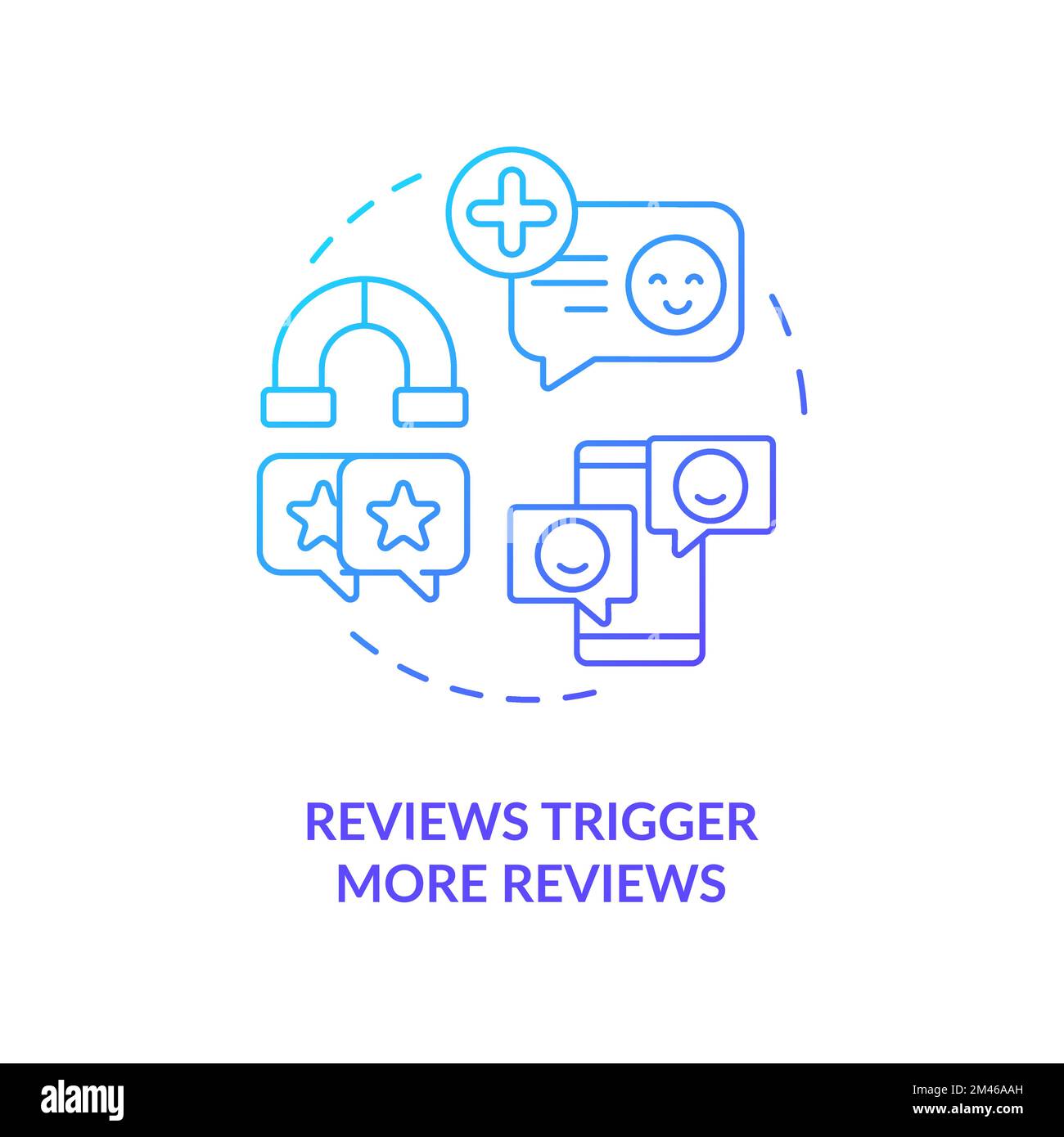 Reviews trigger more reviews blue gradient concept icon Stock Vector Image & Art - Alamy