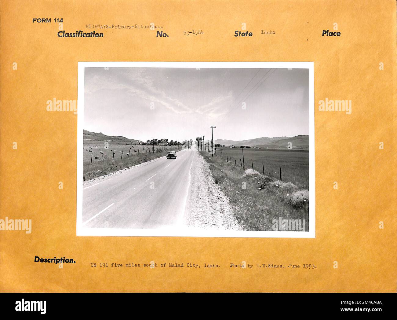 U.S. 191 five miles south of Malad City, Idaho. Original caption: US ...