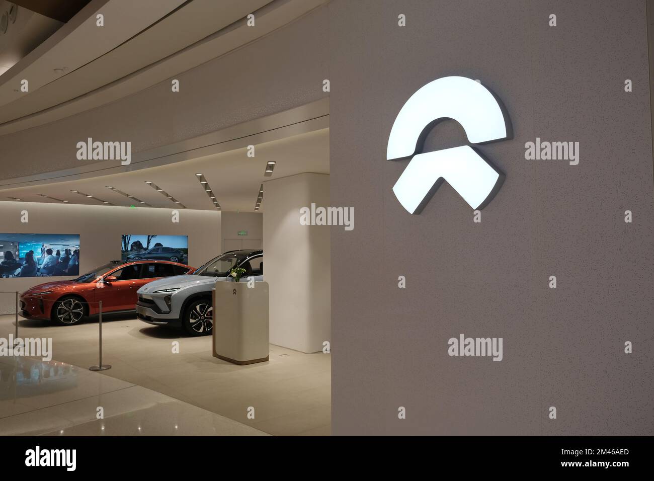 Shanghai,China-Dec.18th 2022: Nio Inc. brand logo and electric car in ...