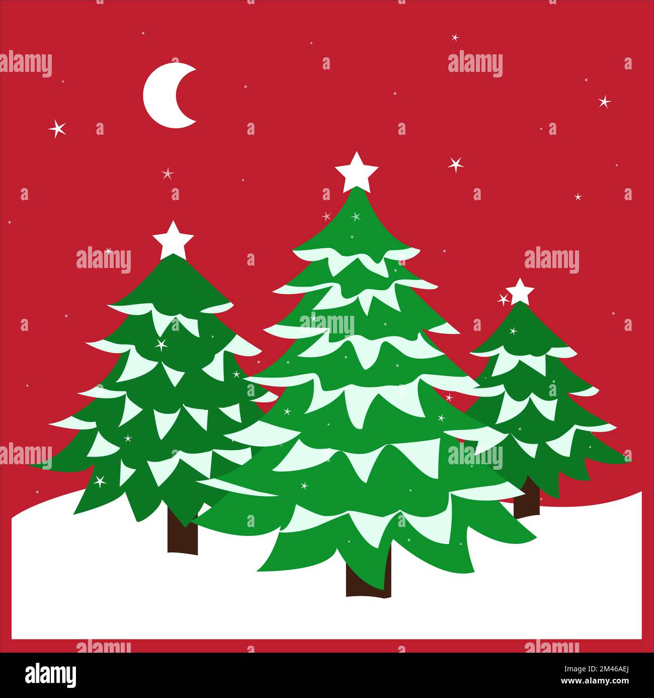 Vector Christmas Card With Christmas Trees On Isolated Background Stock