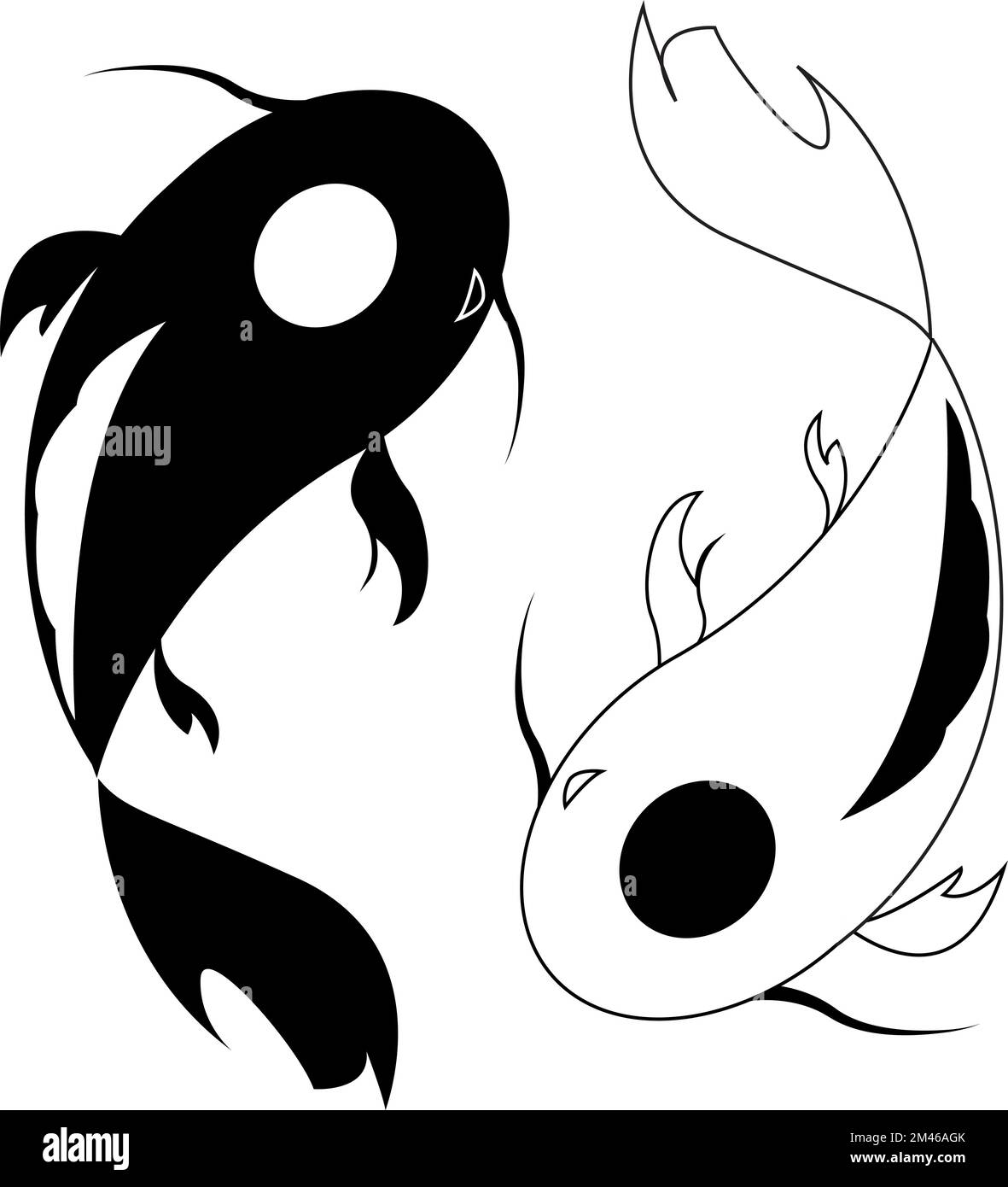 Vector yin yang fishes on isolated white background Stock Vector Image ...