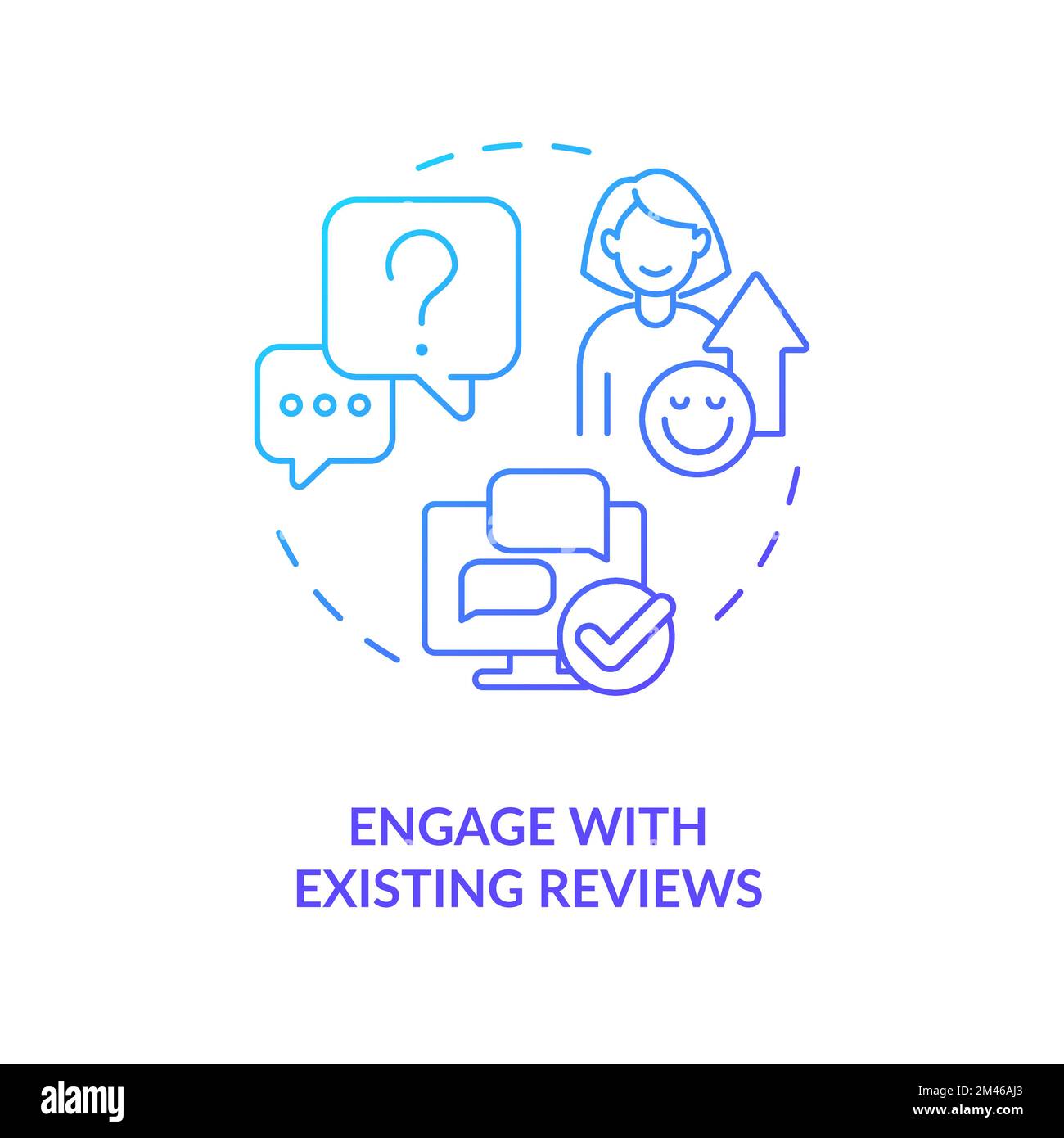 Engage with existing reviews blue gradient concept icon Stock Vector ...