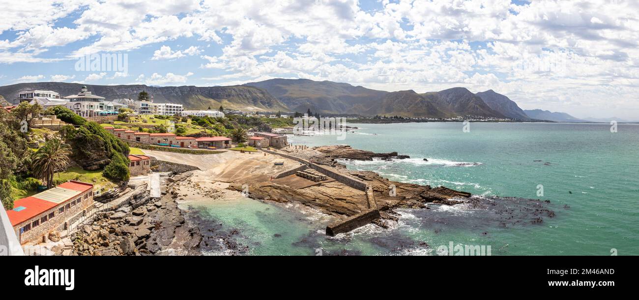 A view over the waterfront of Hermanus in Western Cape province, South ...