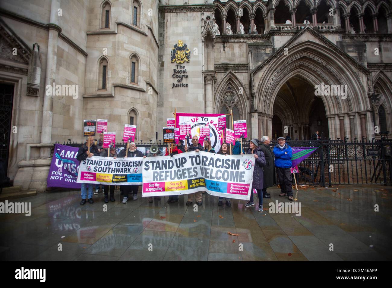 London, England, UK. 19th Dec, 2022. Protesters gather outside Royal ...