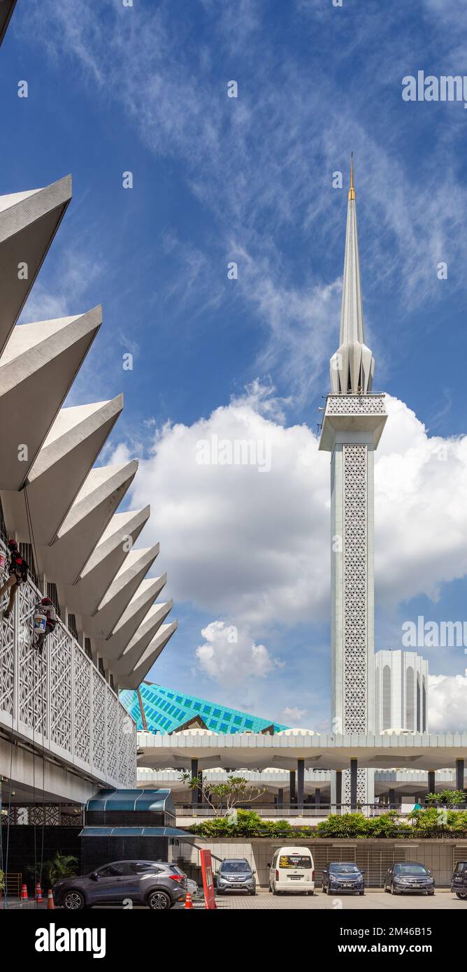 The 73 metre tall minaret of the National Mosque of Malaysia towers ...