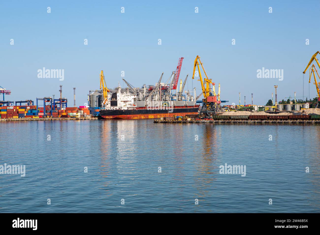 industrial port with containers Stock Photo - Alamy
