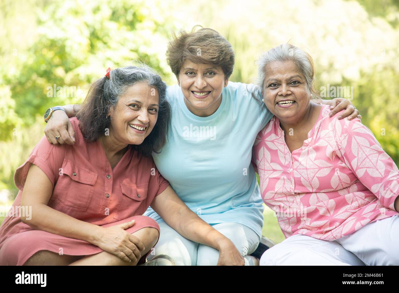 Happy Indian senior women having fun together outdoor - Elderly people ...