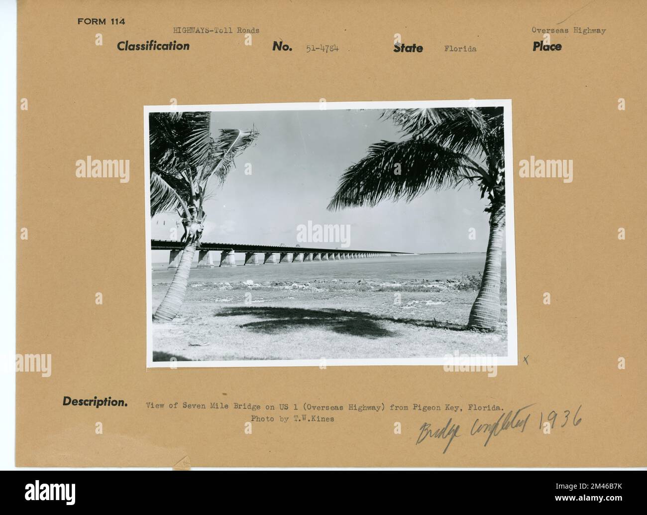 Bridge in Florida. Original caption: View of Seven Mile Bridge on US 1 ...