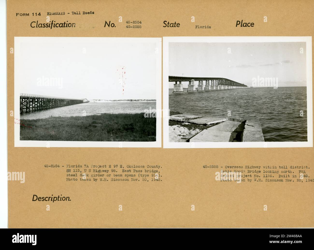 Bridge in Florida. Original caption: 45-2554: Florida FA Project E 97 E ...