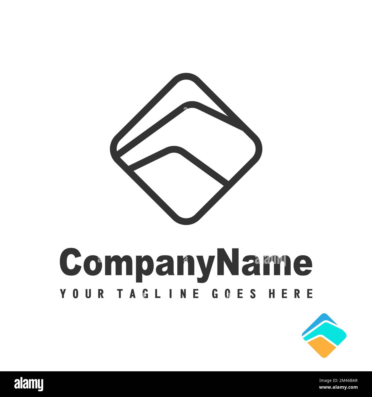 Simple line out inside a rectangle image graphic icon logo design abstract concept vector stock ...