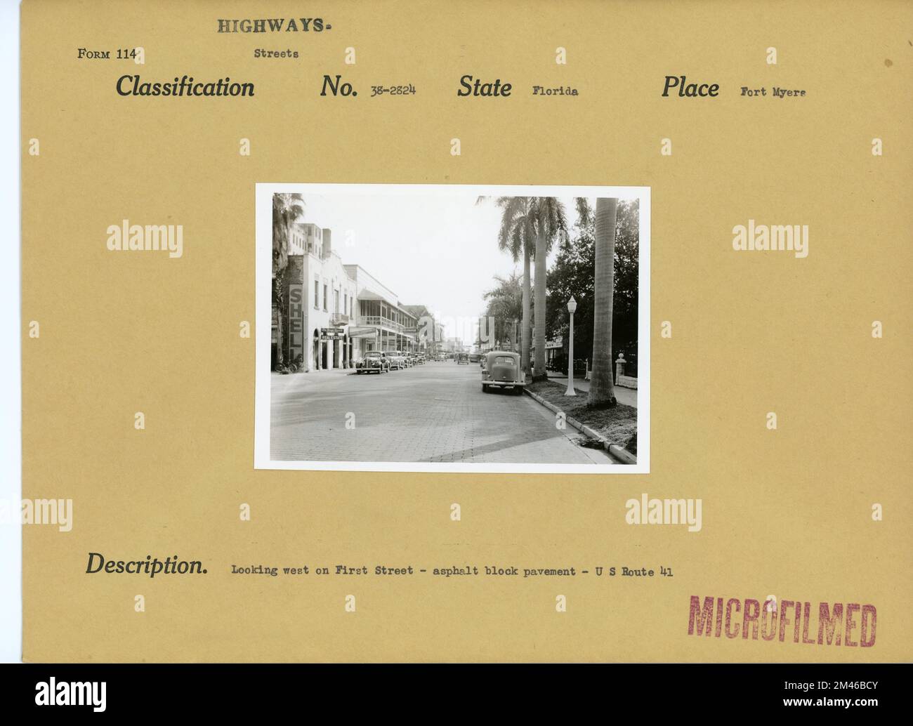 Street in Florida. Original caption: Looking west on First Street ...