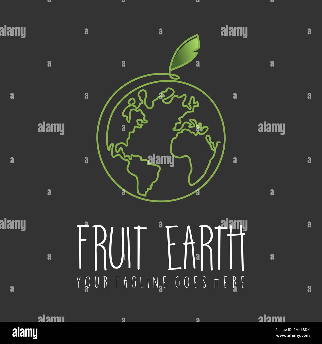 Fruit included a world map in line out image graphic icon logo design ...
