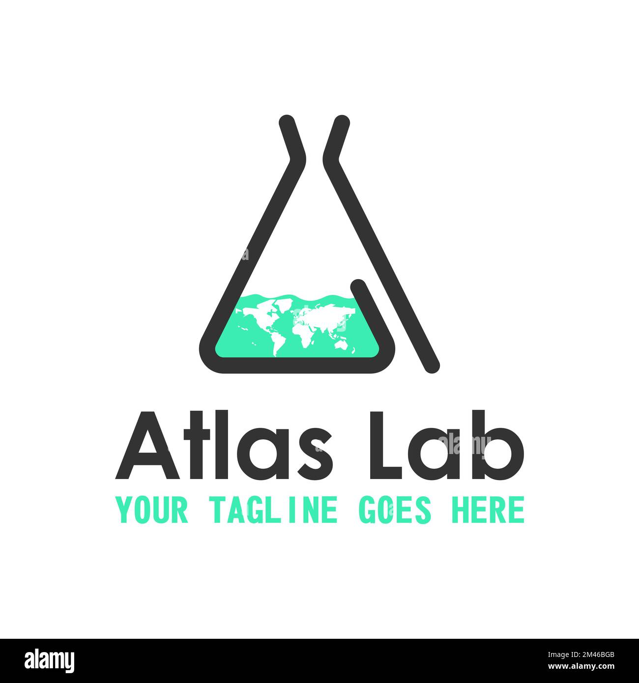 laboratory tube with contained world map image graphic icon logo design ...