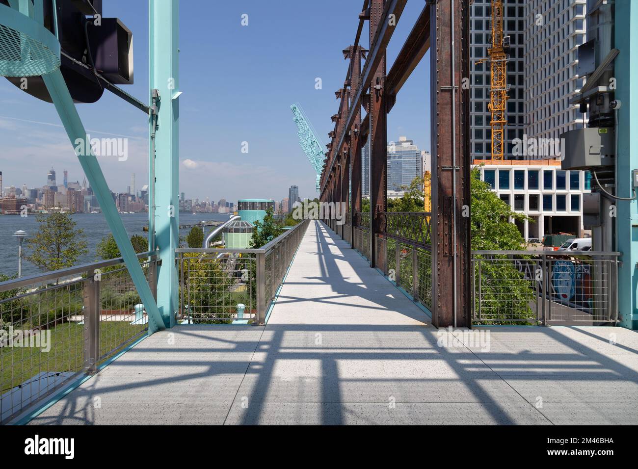 View along an elevated walkway through Domino Park in Williamsburg in ...