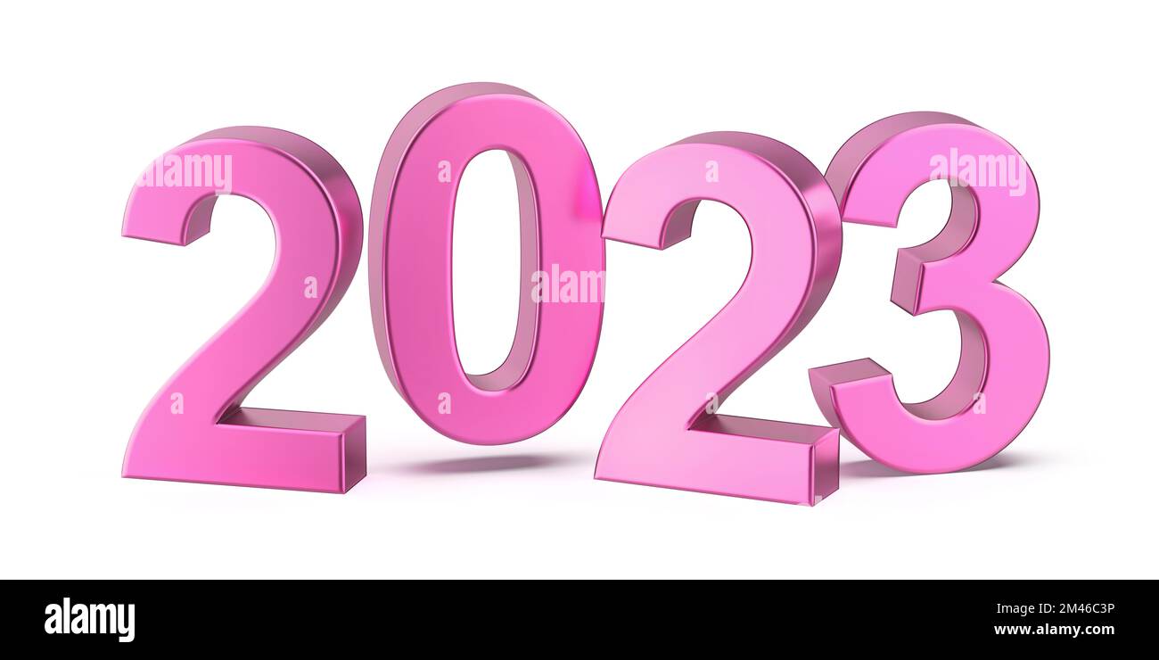 Happy New Year 2023, concept image with metal pink numbers Stock Photo ...