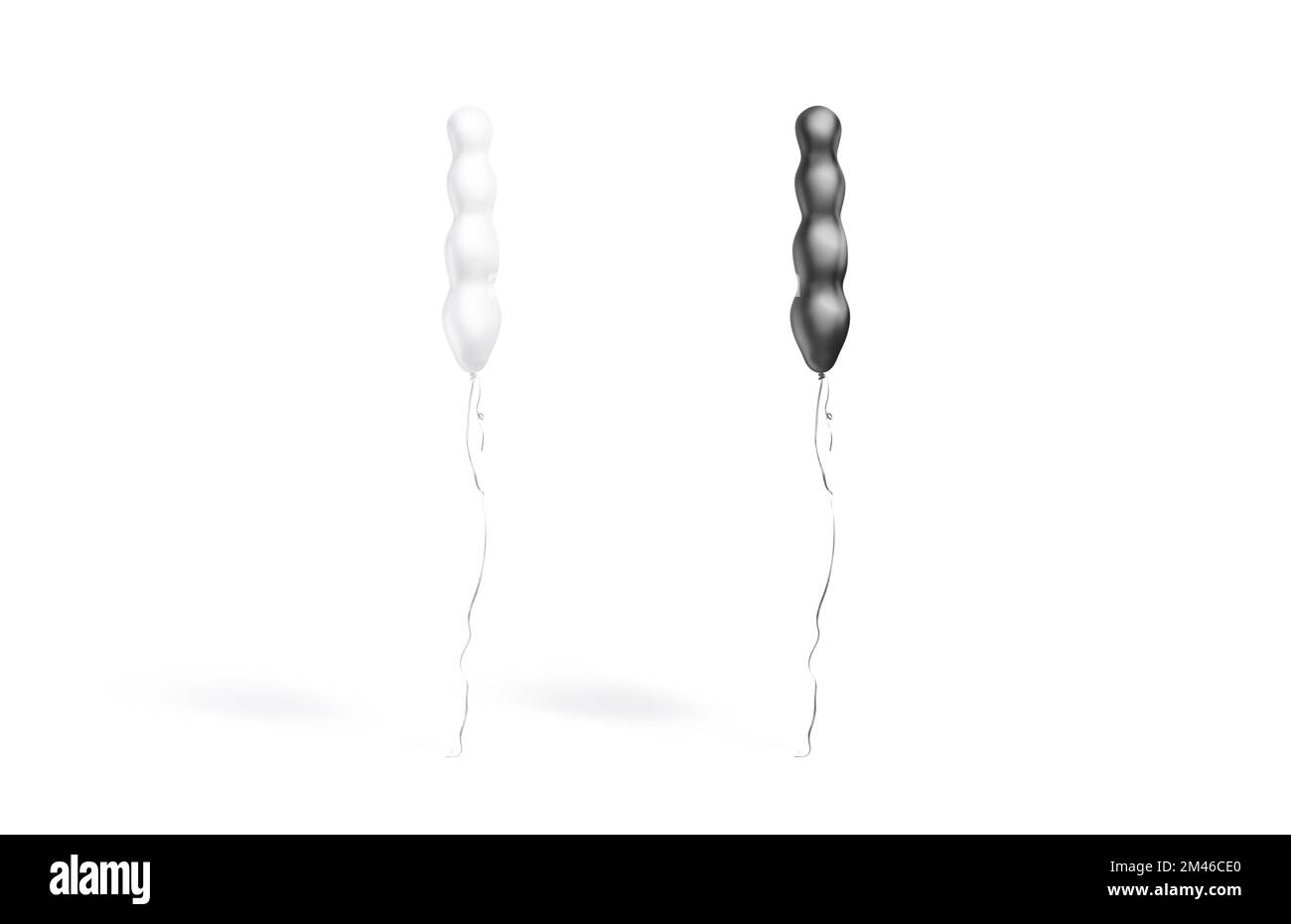 Blank black and white knobby balloon flying mockup, front view, 3d ...