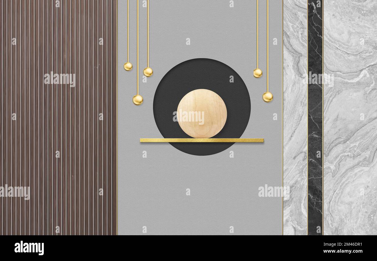 Modern minimalist marble geometric art wall, gold line texture art ...