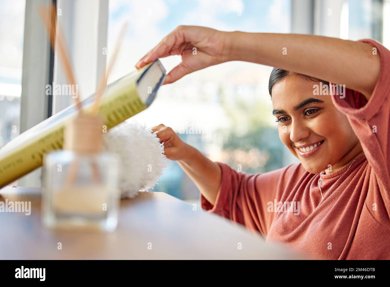 Woman dust dusting book shelf hi-res stock photography and images - Alamy