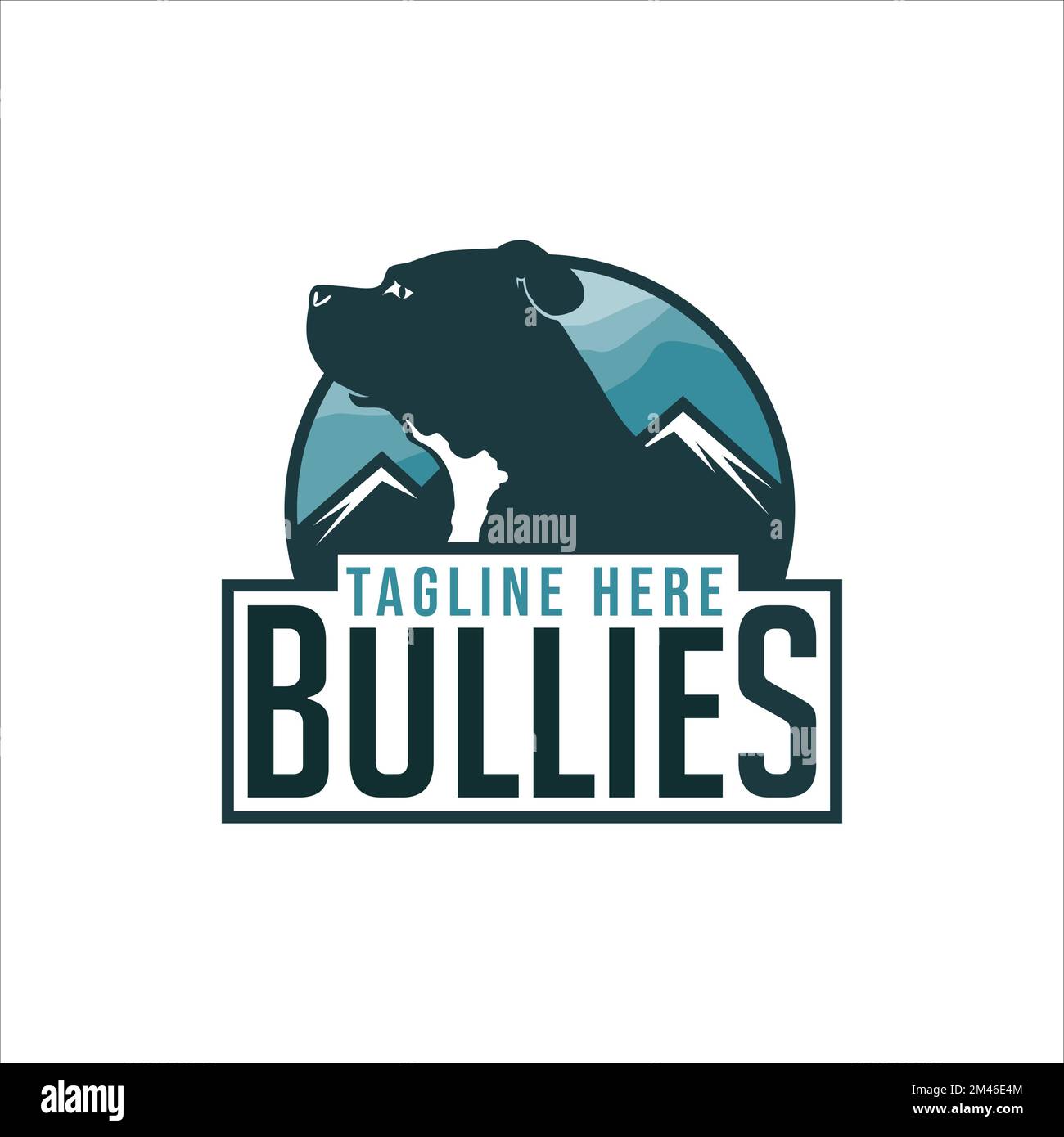 Silhouette dog mountain logo emblem design template. Vector ...