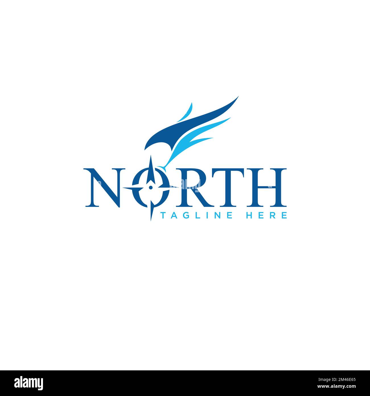 North letter logo design symbol with abstract compass on the O letter ...