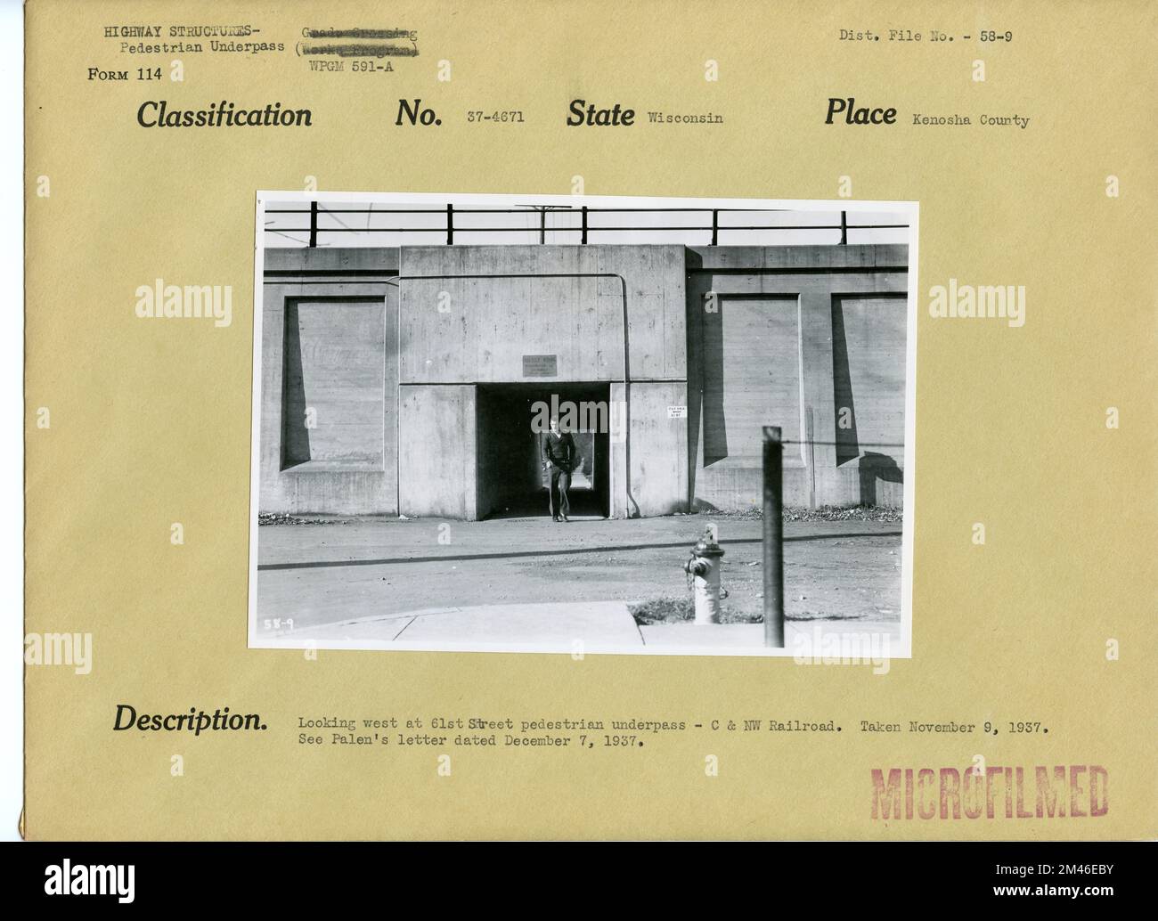 Pedestrian Underpass in Wisconsin. Original caption: Looking west at ...